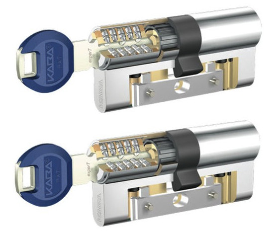 Два патрона KABA System experT, с ламела, размер 30/40 мм, 20 ключа ...